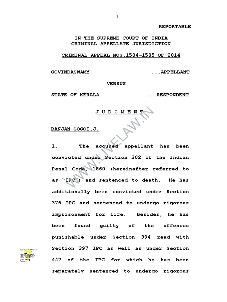 Saumya Murder Case, Govindha Chami V.state of Kerala | PDF