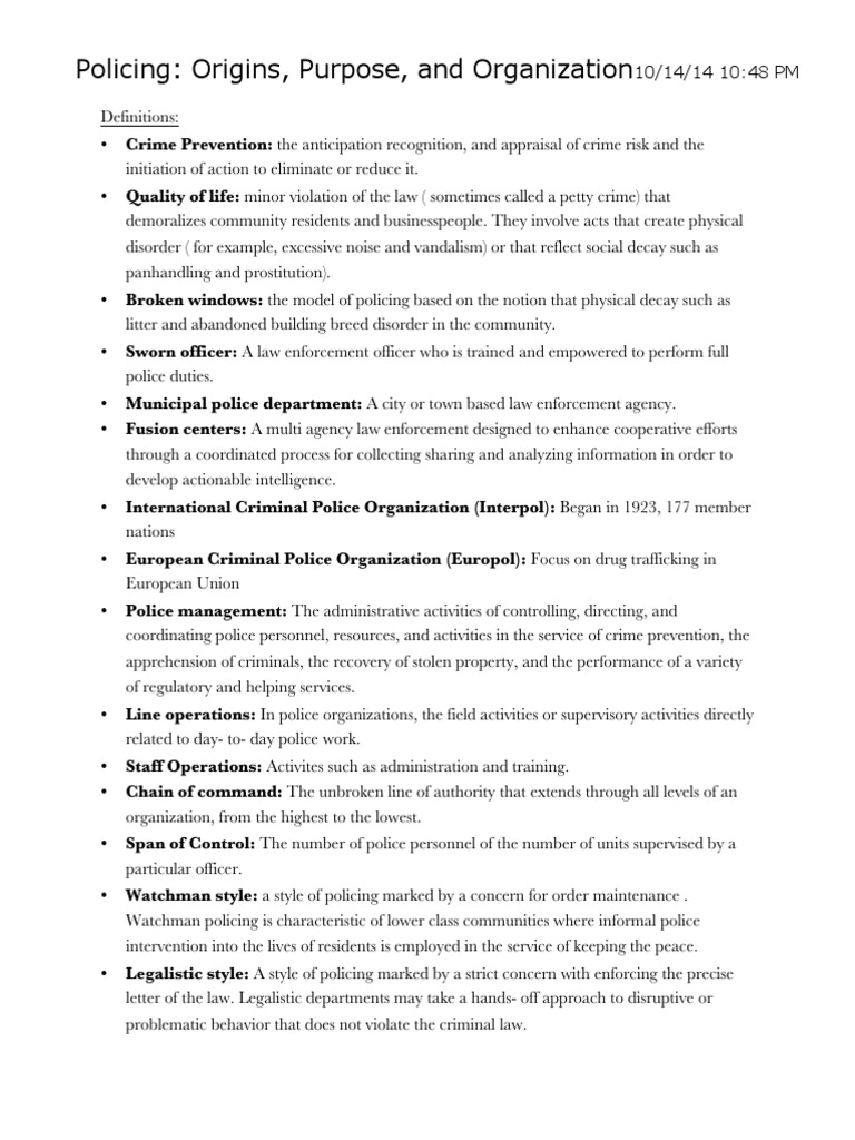Policing: History, Purpose, and Structure | PDF | Law Enforcement ...