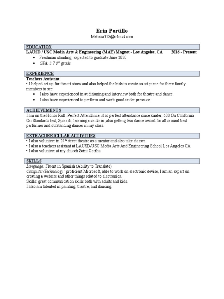 Erin Portillo Resume - 2 | PDF