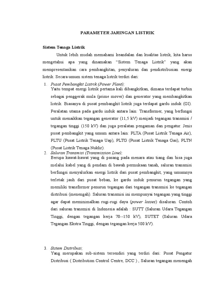 Parameter Jaringan Listrik | PDF