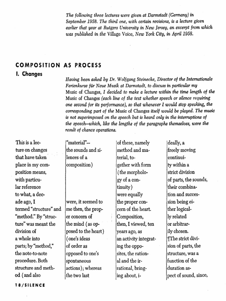 Composition As Process by John Cage | PDF