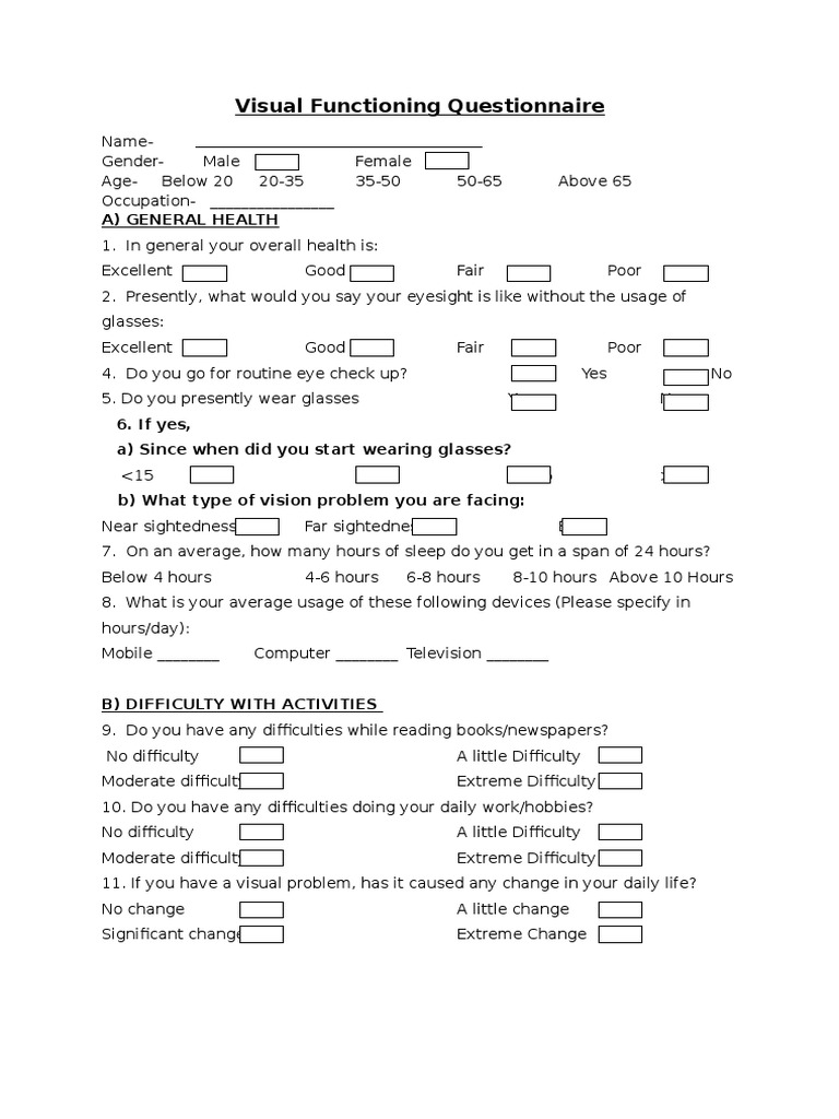 Assessing Visual Functioning and Quality of Life Through a ...