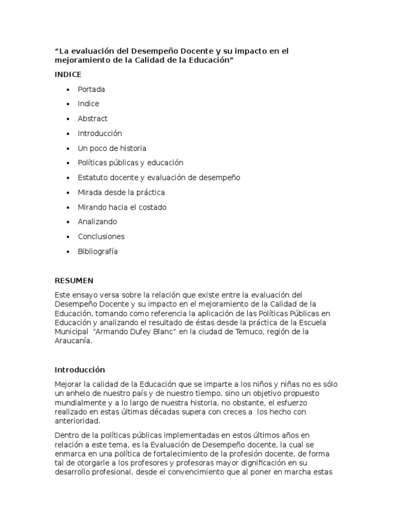Impacto de Evaluación Docente en Educación | PDF | Evaluación | Maestros