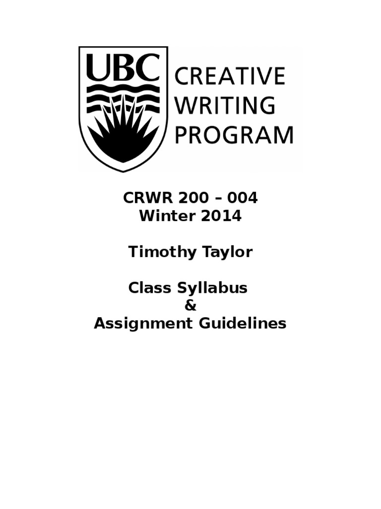 Intro to Creative Writing Syllabus | PDF | Narrative | Narration
