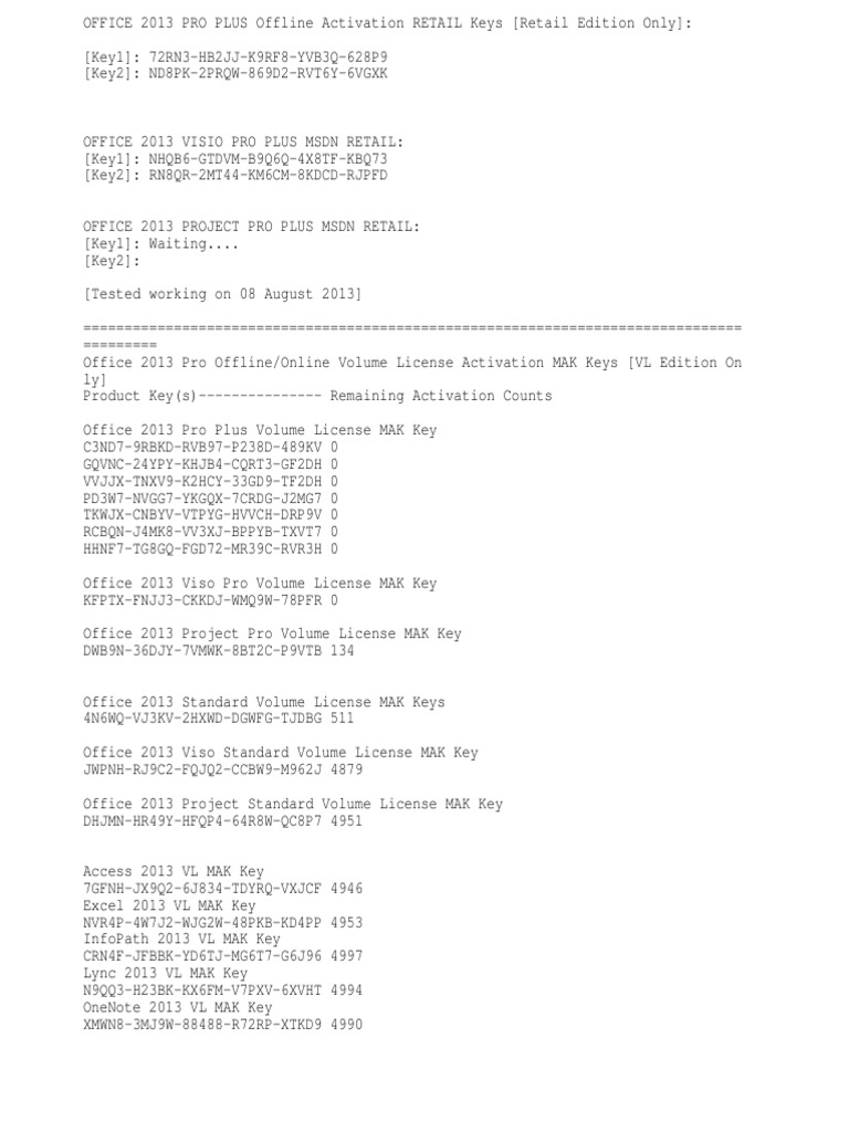 Key Office 2013 | PDF | Microsoft Office 2013 | Microsoft