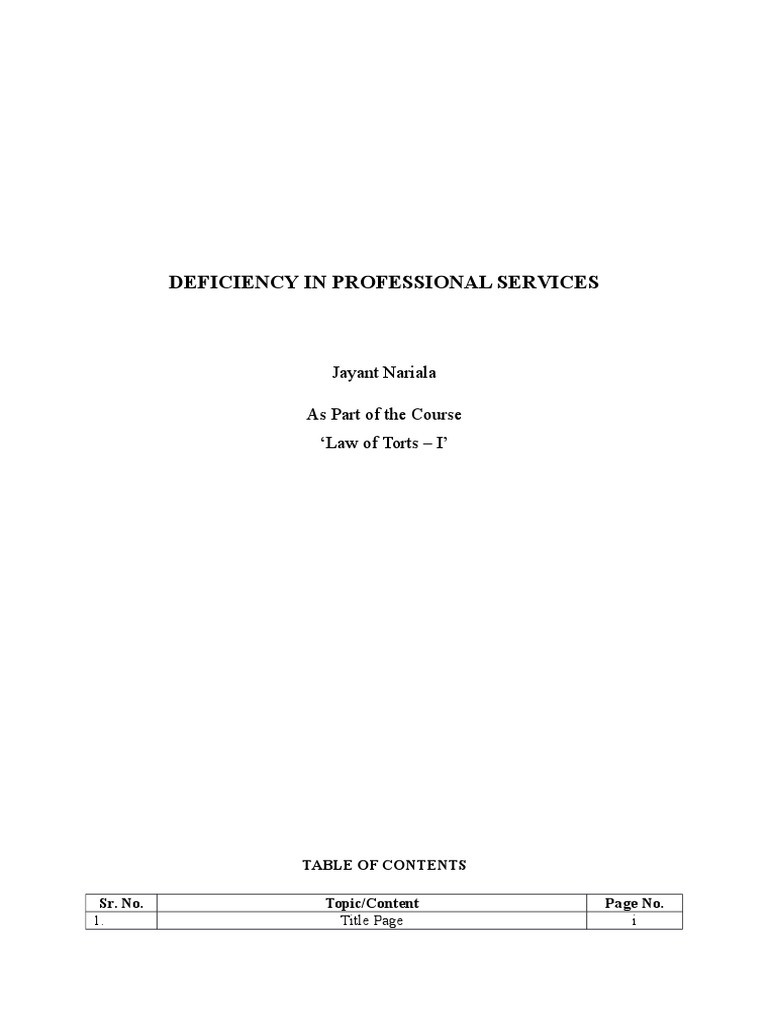 Deficiency in Professional Services | PDF | Reasonable Person | Negligence