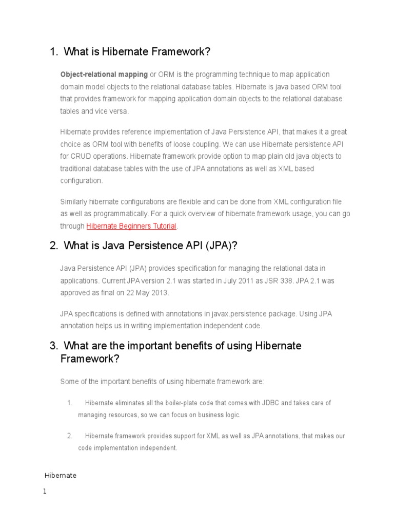 Hibernate Pdf Object Relational Mapping Spring Framework