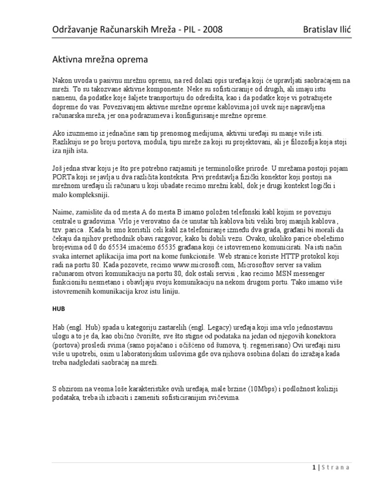 Aktivna Mrezna Oprema | PDF Aktivna Mrezna Oprema | PDF