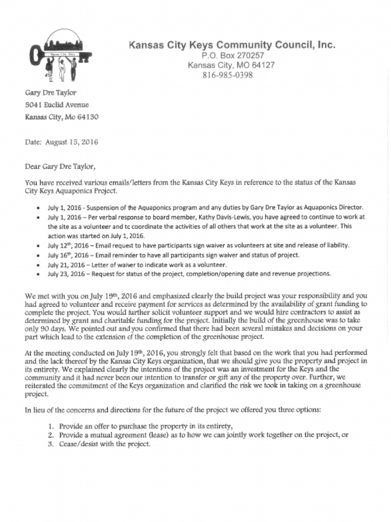 Harrel Johnson Jr.'s Letter To Dre Taylor | PDF