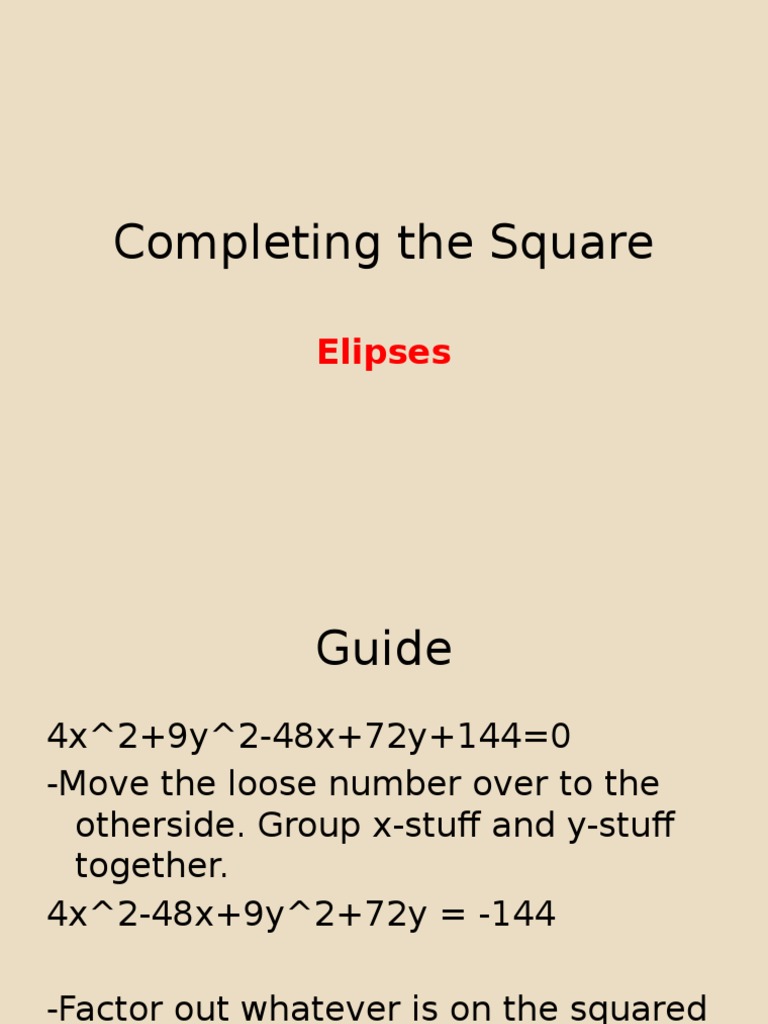 Completing The Square | PDF