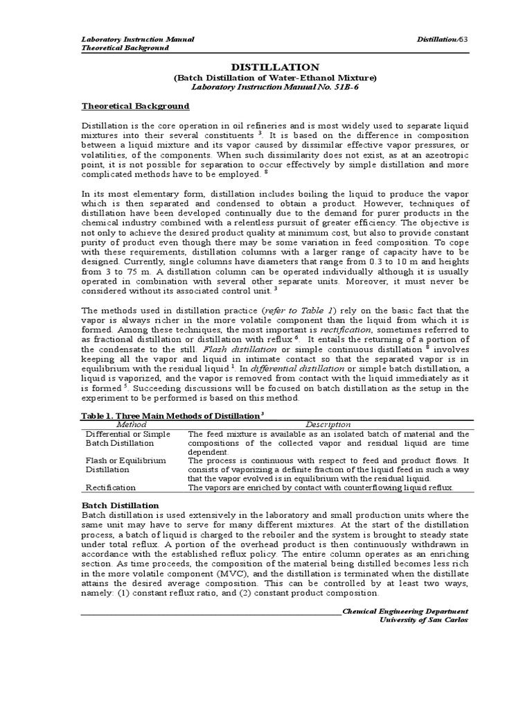 Distillation Experiment Procedure | PDF | Distillation | Laboratory ...