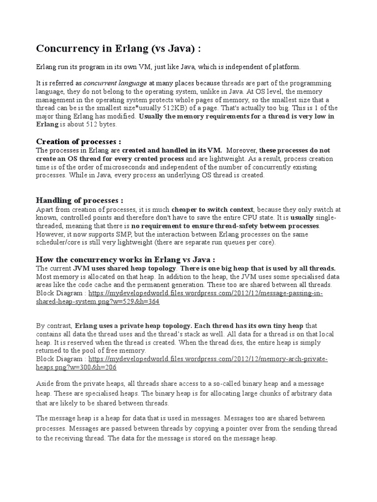 Concurrency in Erlang (Vs Java) :: Creation of Processes | PDF