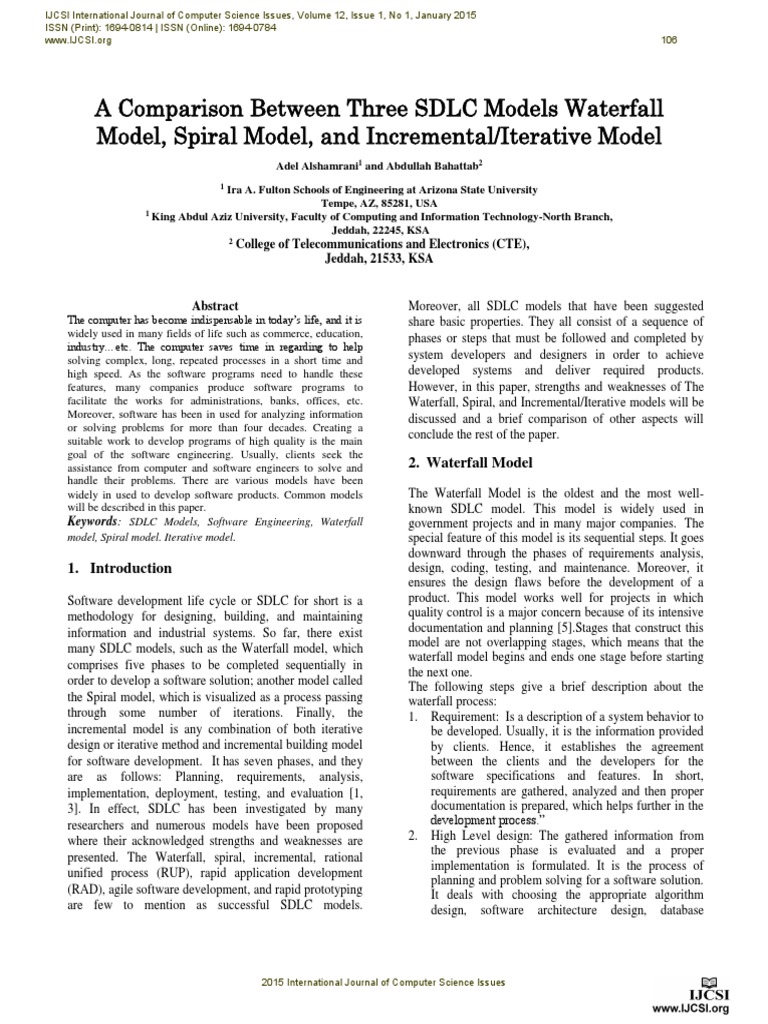 Paper On Comparison of Various Models PDF | PDF | Software Development ...