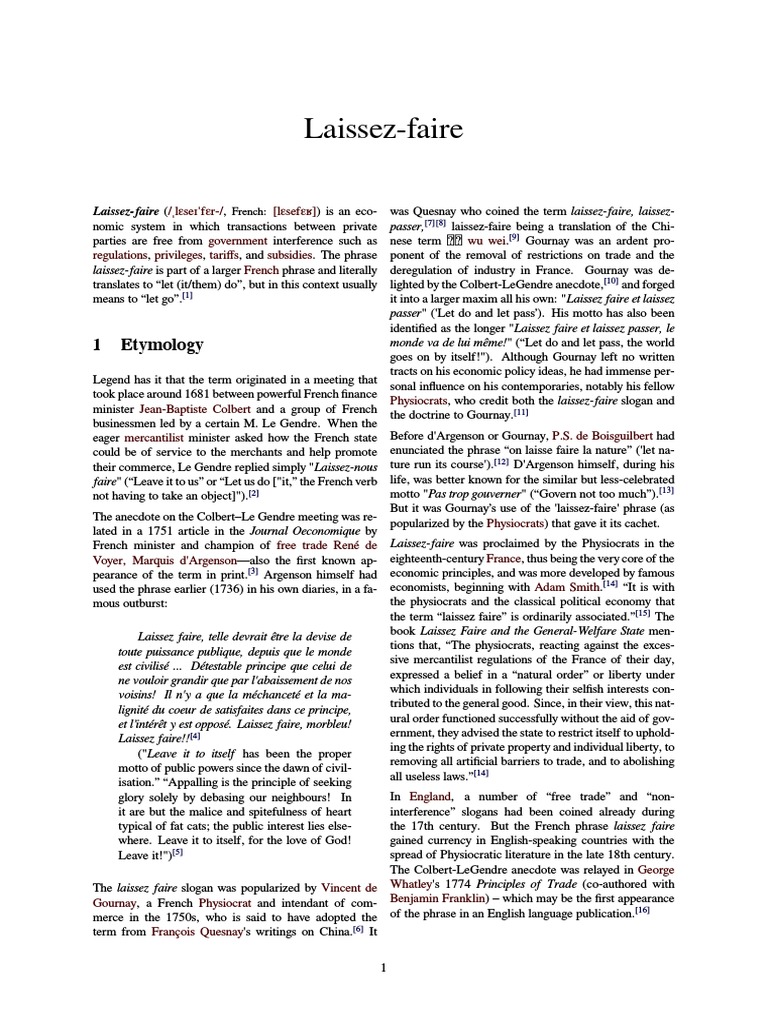 A Comprehensive History of the Laissez-Faire Economic Philosophy | PDF | Laissez Faire | Social ...