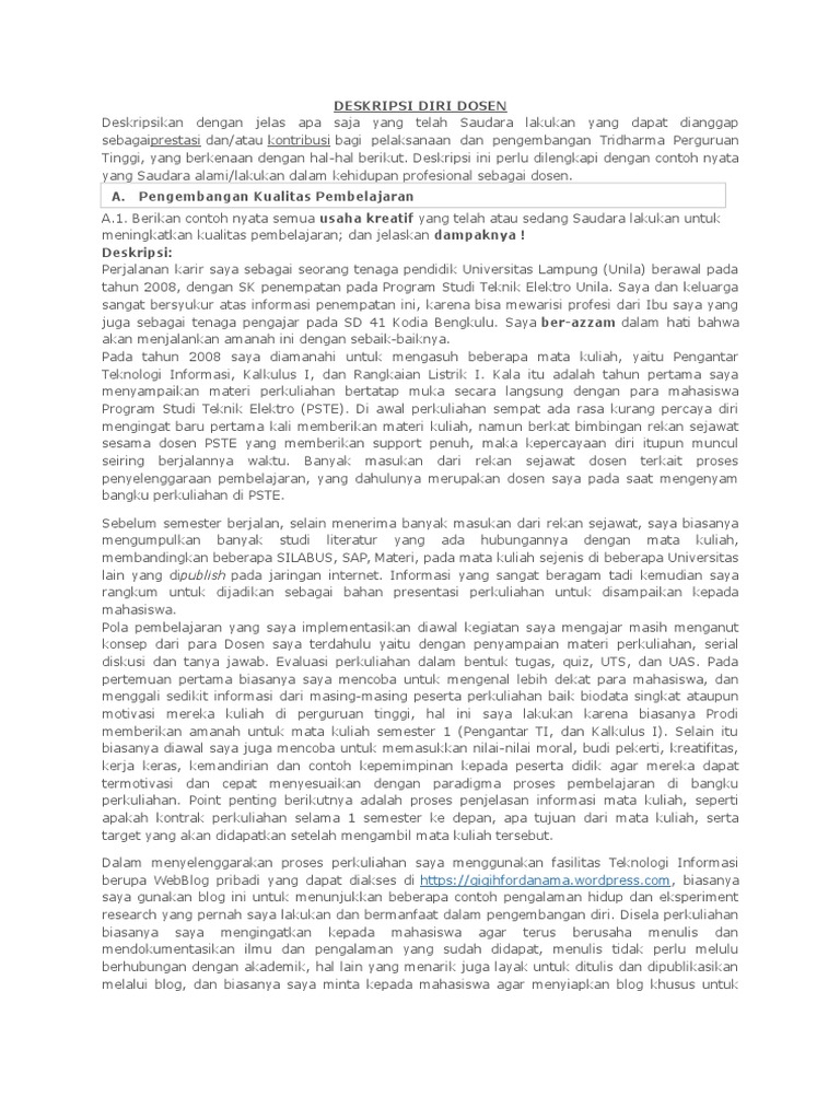 Deskripsi Diri Dosen | PDF