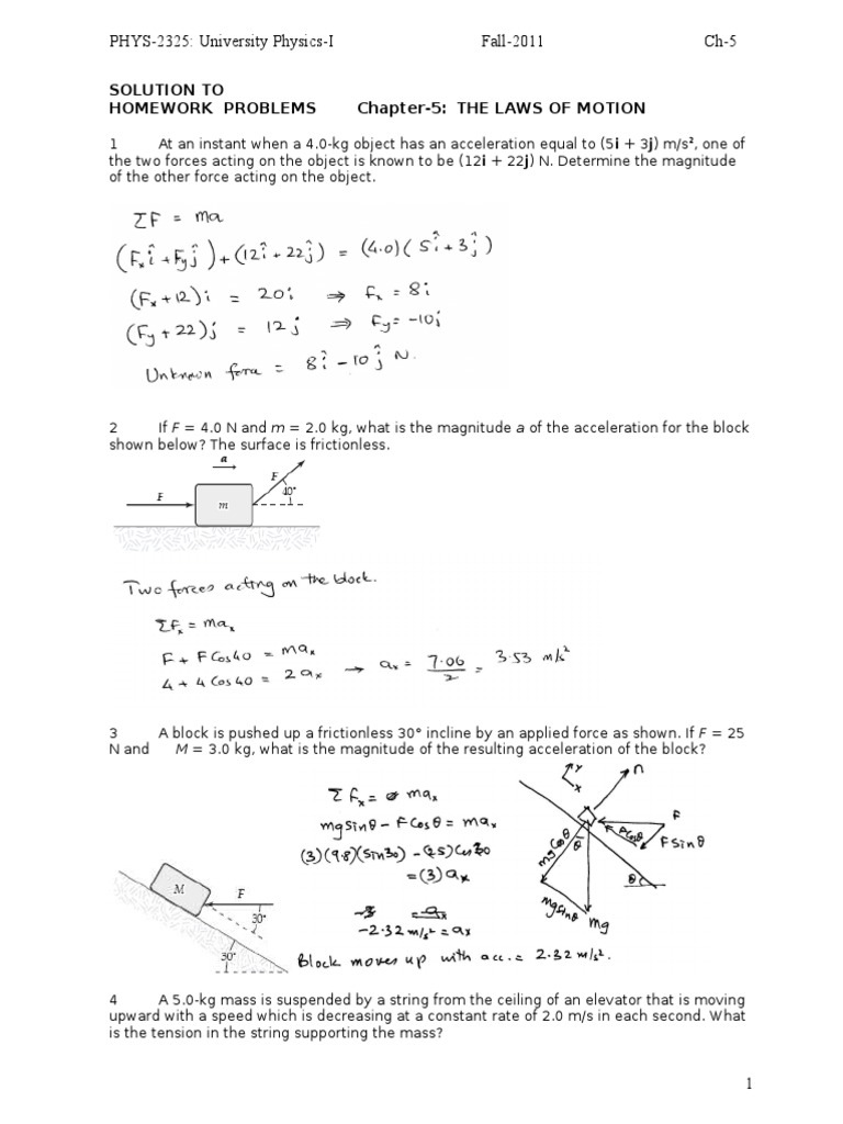 Forces and Motion: Analyzing Problems Involving Acceleration, Tension, Friction, and Inclined ...