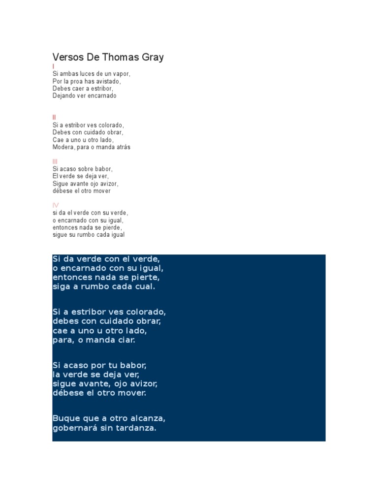 Versos de Thomas Gray