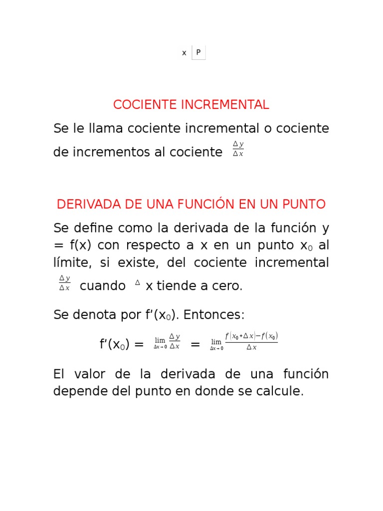 Definición y Cálculo del Cociente Incremental | PDF | Derivado | Tangente