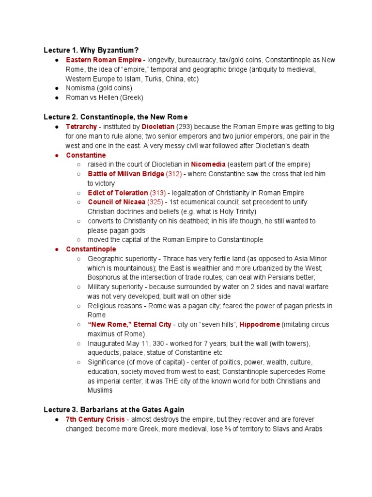 Byzantine History Notes | PDF | Byzantine Empire | Crusades