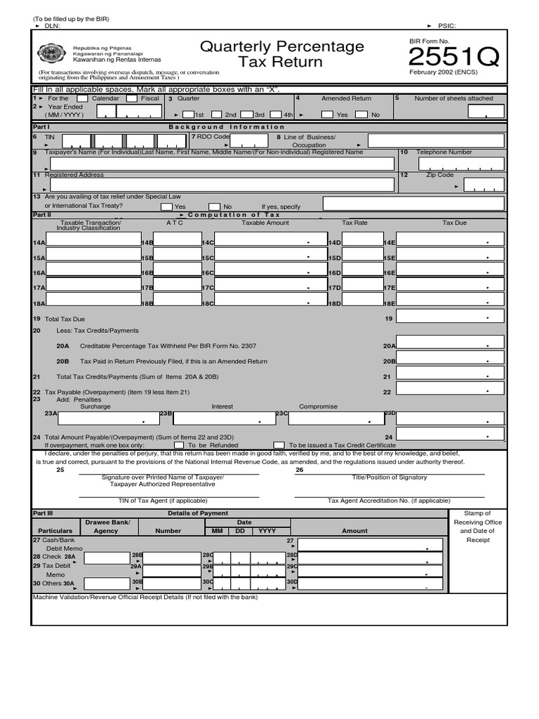 2551Q | Payments | Taxes