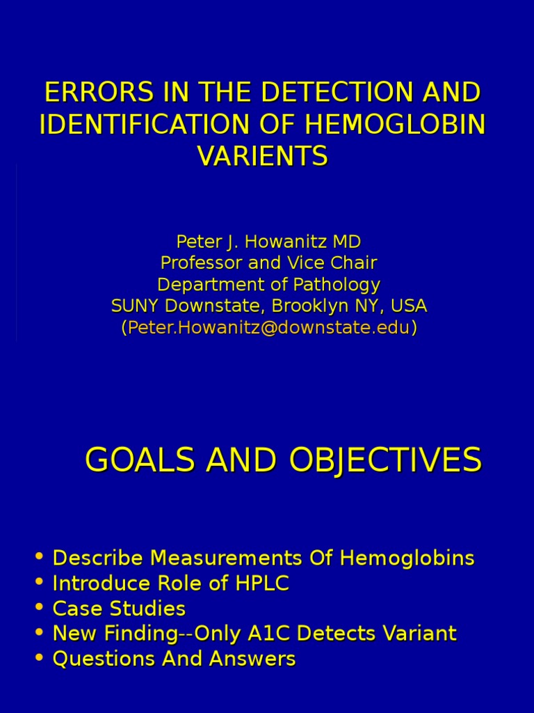 Identification of Hemoglobin Varients Through HPLC | PDF | Hemoglobin ...