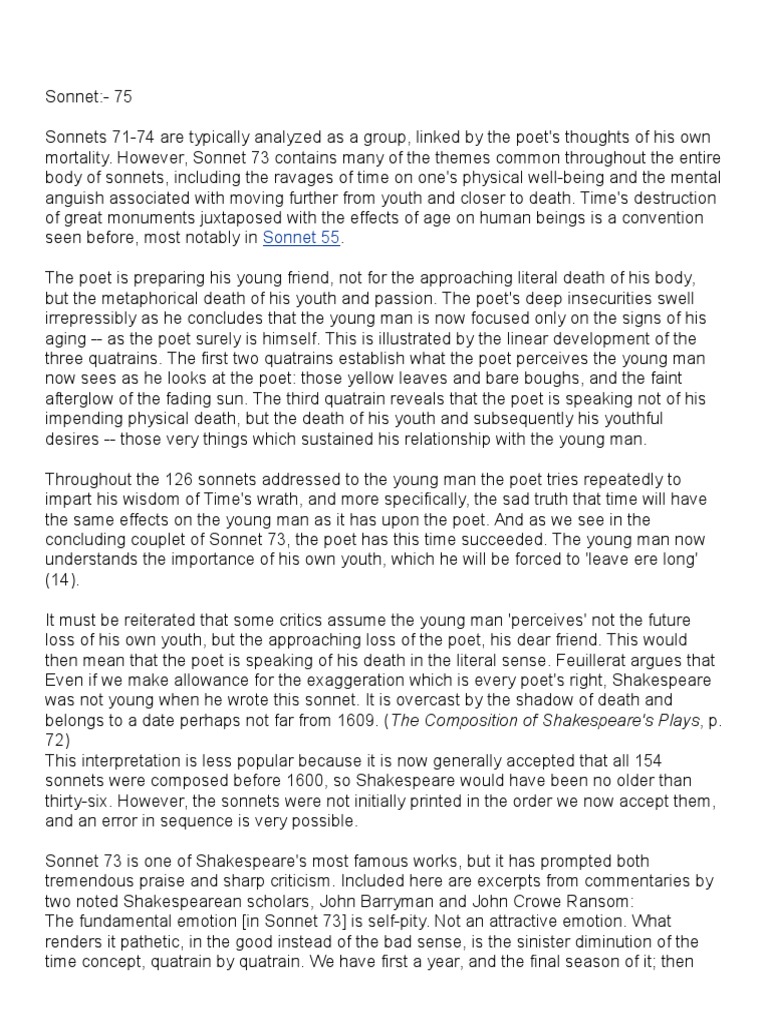 Shakespeare's Sonnet 73 Insights | PDF | Stanzaic Form | Poetry