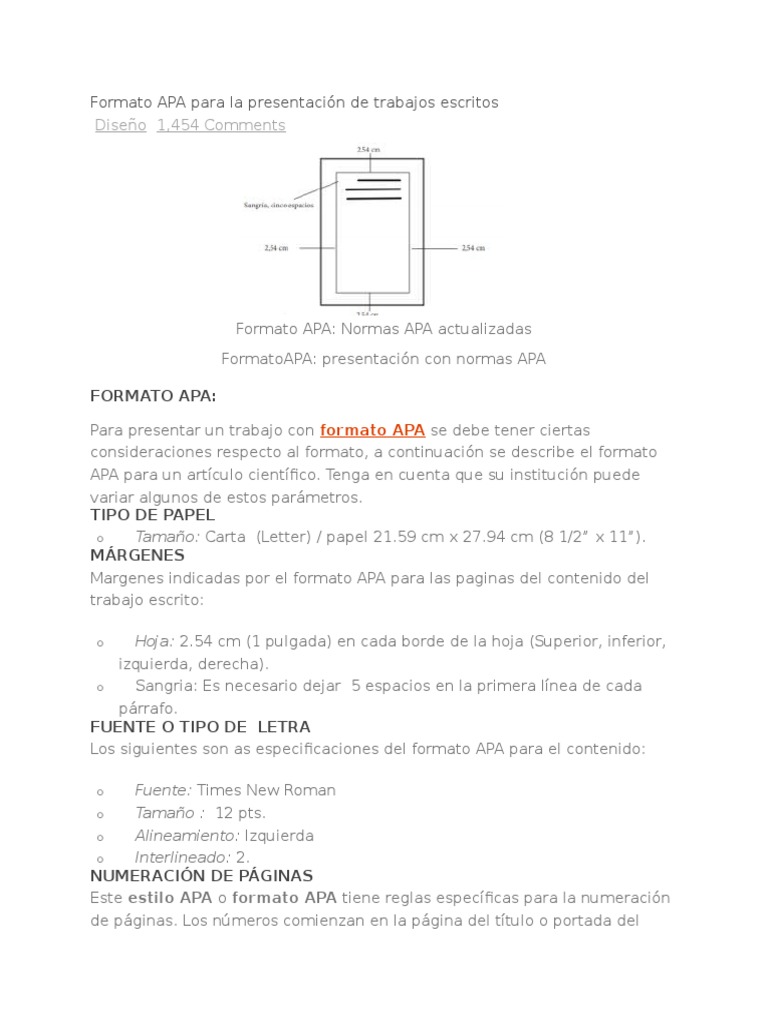 Formato APA Para La Presentación de Trabajos Escritos
