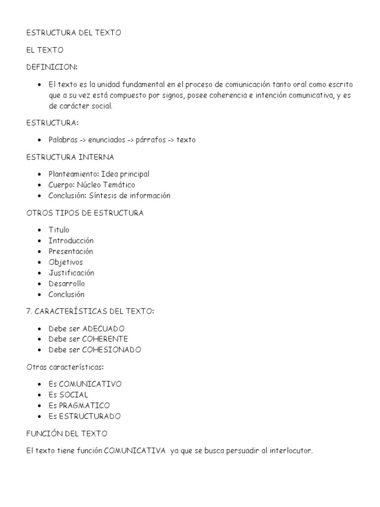 Estructura y Función del Texto | PDF | Oración (Lingüística) | Información