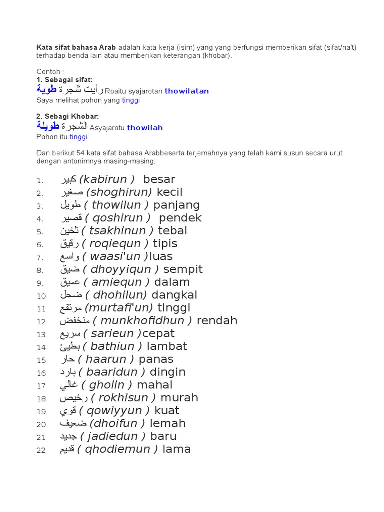 Bahasa Arab Mufrodat | PDF