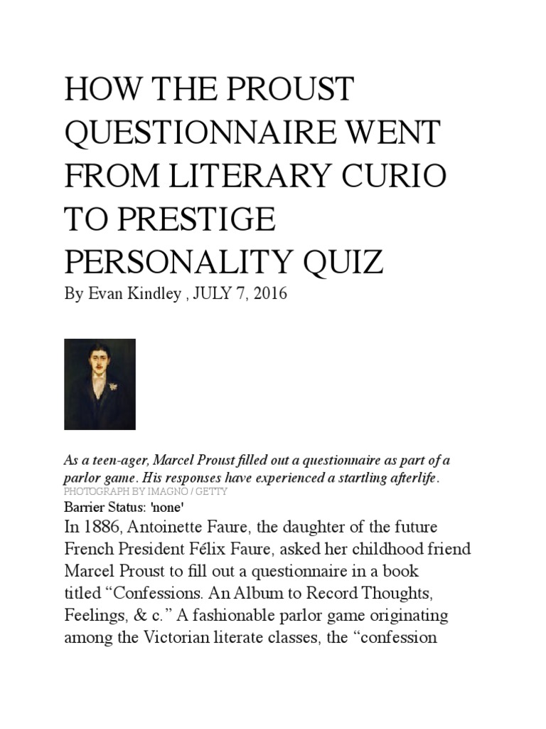 How the Proust Questionnaire Went from Literary Curiosity to Prestige ...