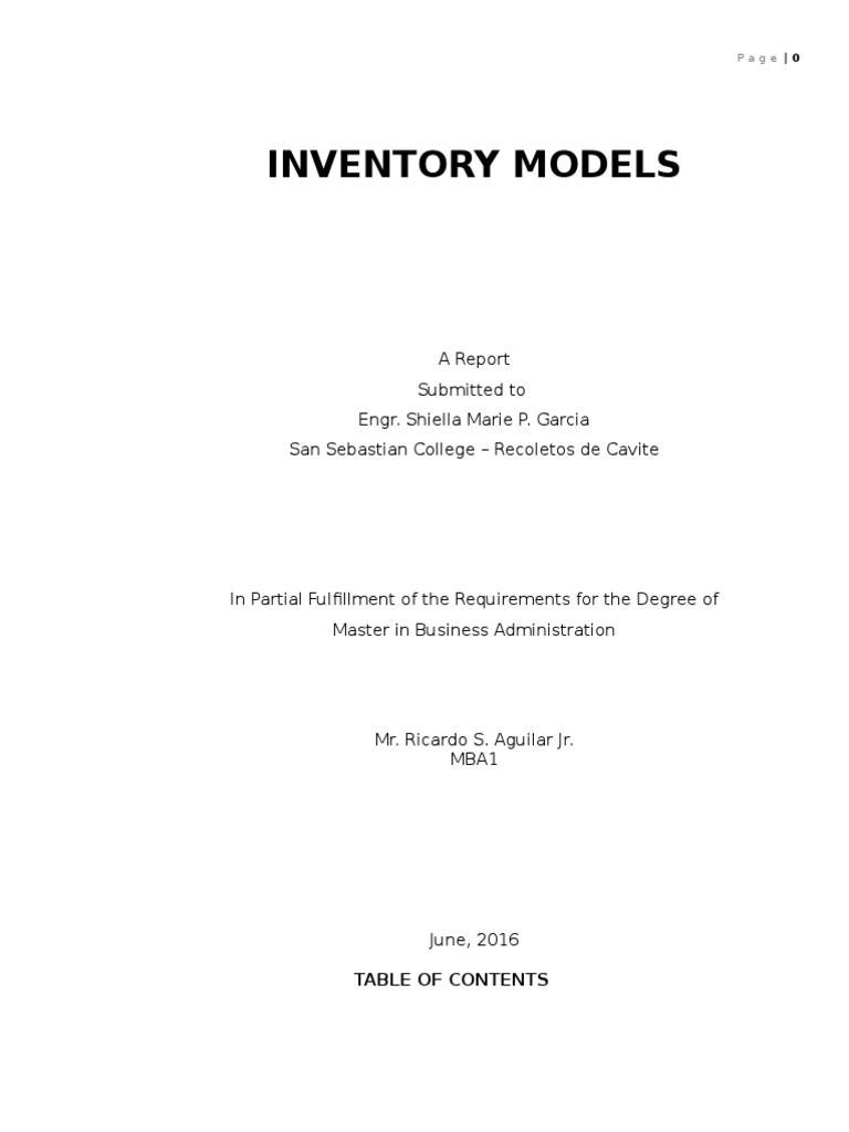 Inventory Model | PDF | Inventory | Retail