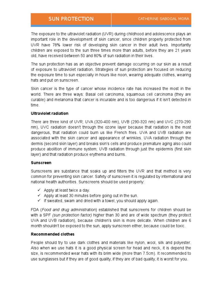 Sun Protection: Ultraviolet Radiation | PDF | Sunscreen | Skin Cancer