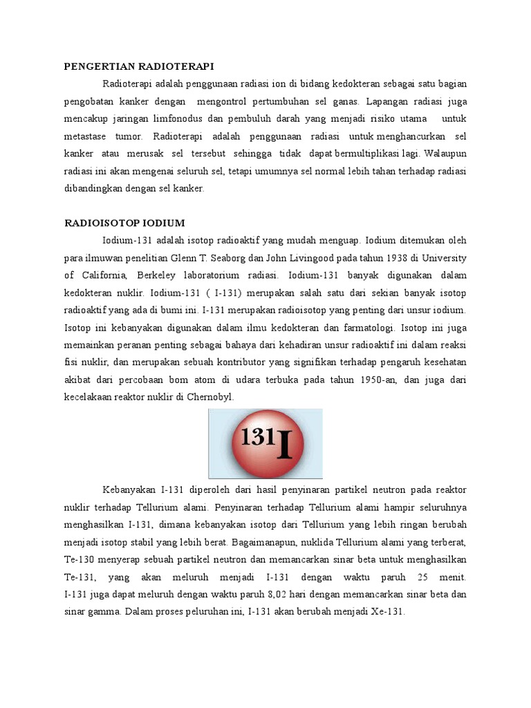 Penggunaan Iodium-131 dalam Radioterapi | PDF