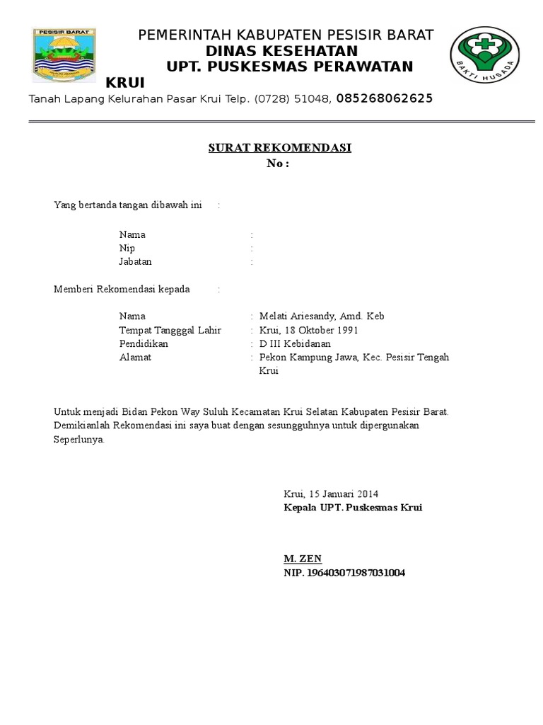 Surat Rekomendasi | PDF