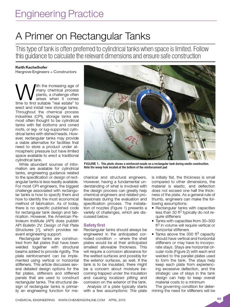 A Primer On Rectangular Tanks | PDF | Structural Steel | Beam (Structure)