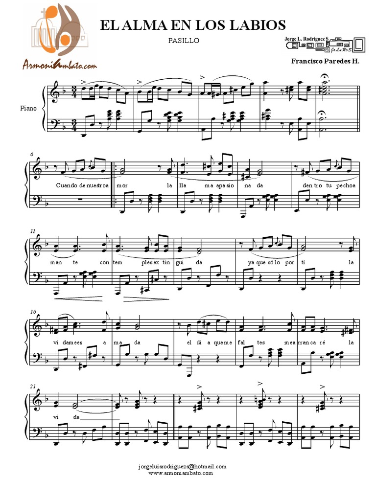El Alma En Los Labios Piano Dm Pdf Pdf