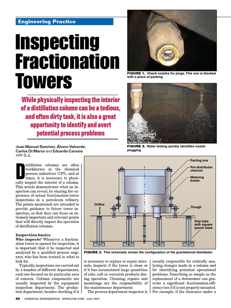 Inspecting Fractionation Towers | PDF | Distillation | Oil Refinery