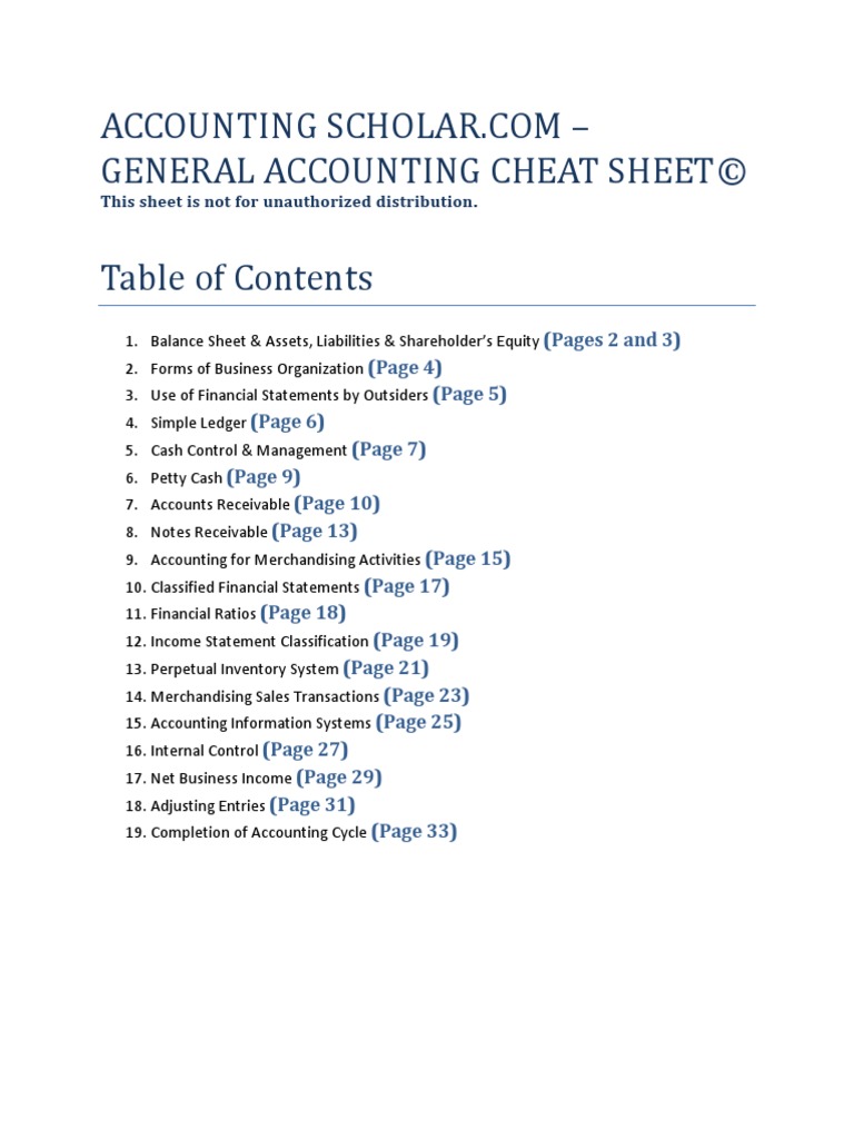 General Accounting Cheat Sheet | PDF | Debits And Credits | Equity ...