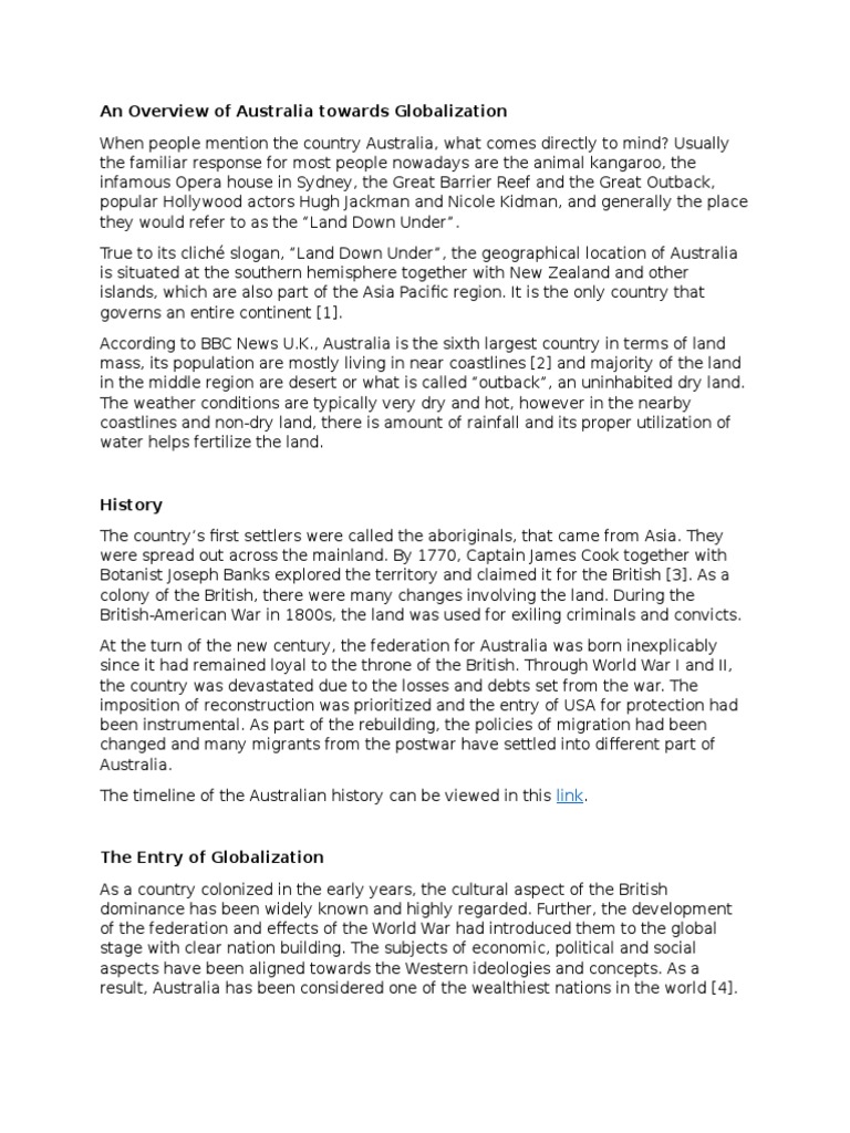 Australia Towards Globalization 2 | PDF | Travel