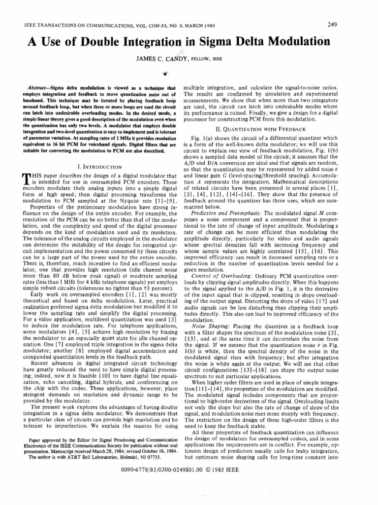 Use Double Integration in Sigma Delta Modulation: 11. Feedback | Download Free PDF | Sampling ...