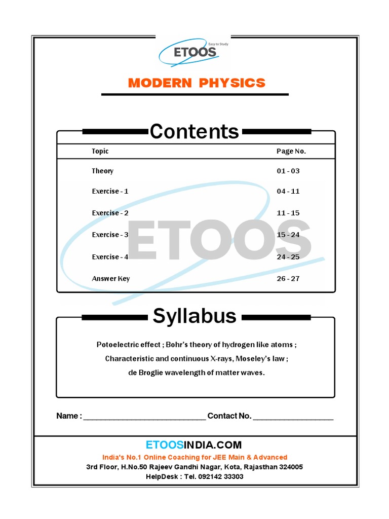 Modern Physics | PDF | Photoelectric Effect | Electron
