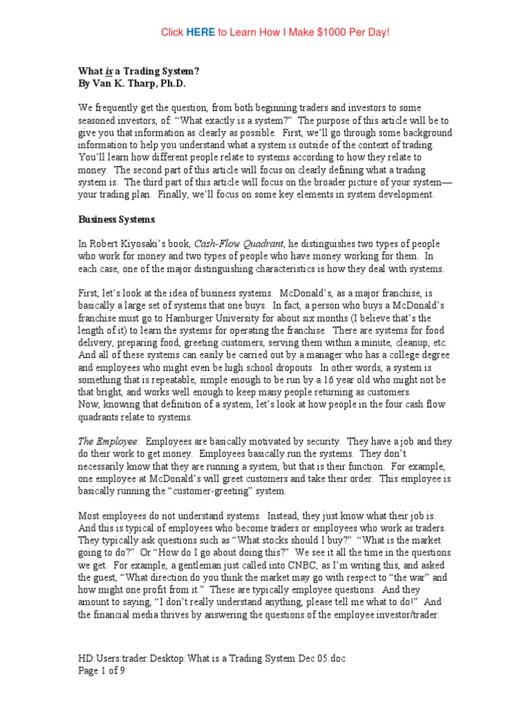 Van-Tharp - Trading Systems | PDF | Algorithmic Trading | Stocks