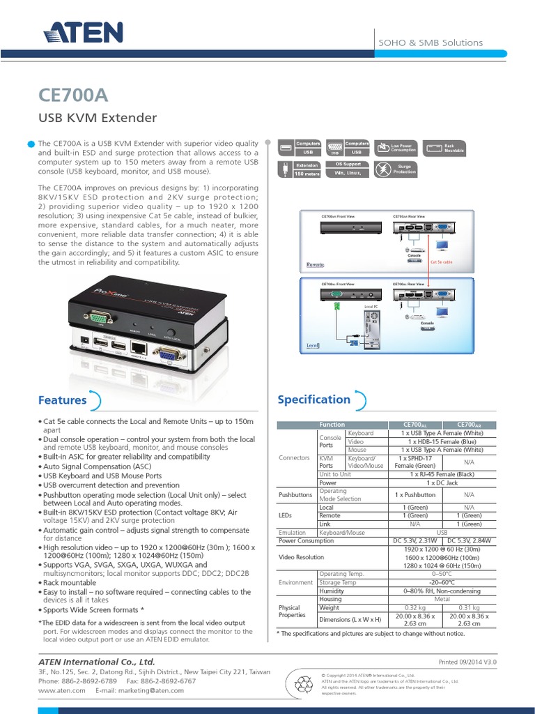 Ce700a KVM Extender Ss en | PDF | Usb | Computer Monitor