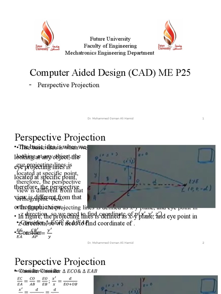 Computer Aided Design (CAD) ME P25: - Perspective Projection | PDF ...