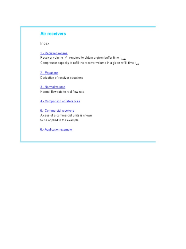 Air Receivers Volume Calculation | PDF | Continuum Mechanics | Gases