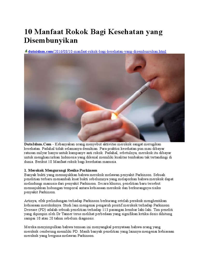 10 Manfaat Rokok Bagi Kesehatan Yang Disembunyikan | PDF