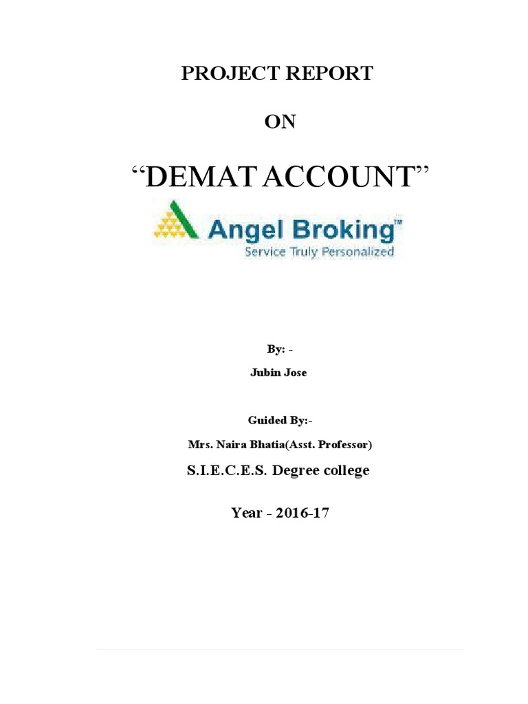 "Demat Account": Project Report ON | PDF | Securities (Finance) | Investments & Securities