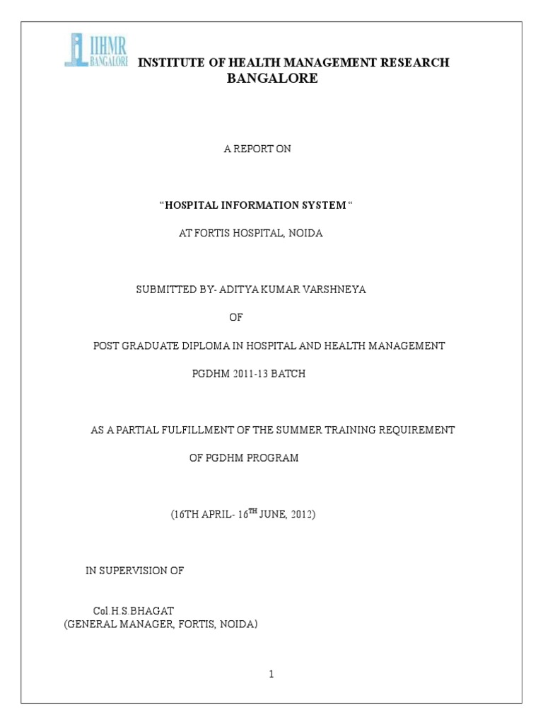 Fortis Hospital Information System Report | PDF | Platform As A Service ...