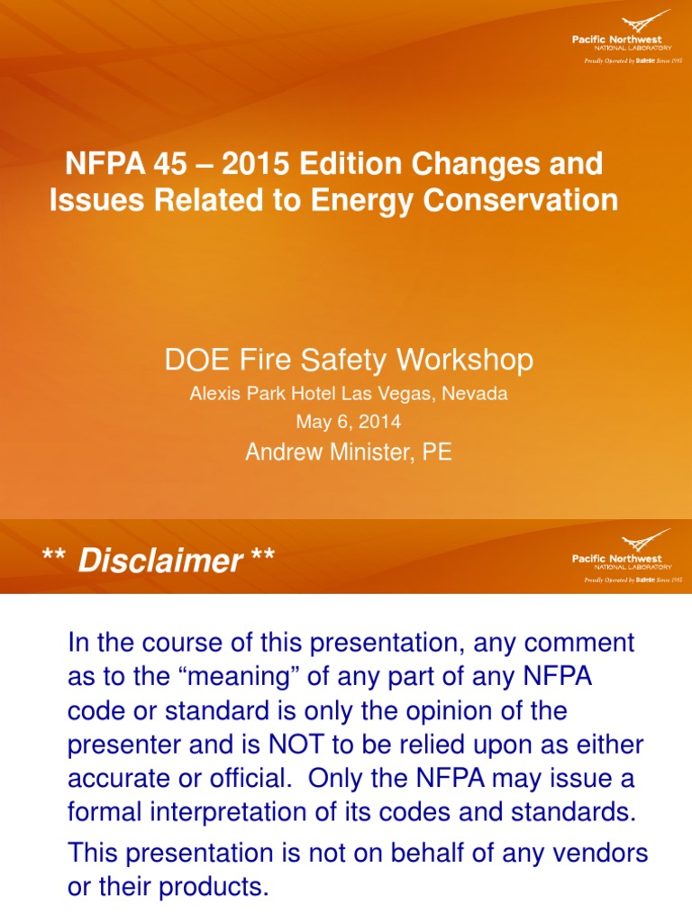 NFPA 45 – 2015 Edition Changes and Issues Related to Energy Conservation