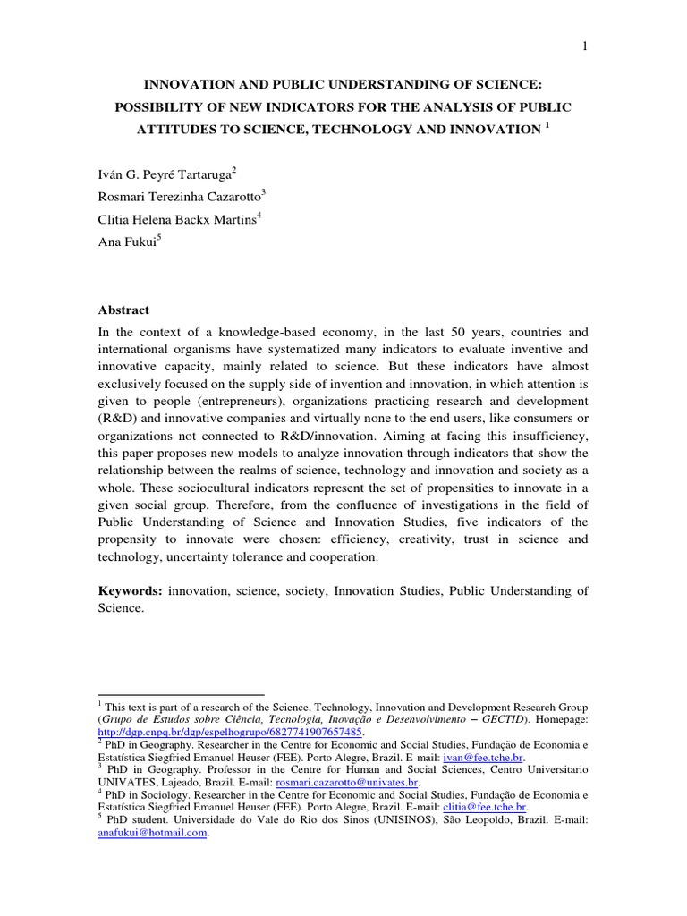 Indicators of Innovation in Society | PDF | Innovation | Science